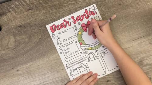 Letter to Santa Coloring Page, Wish List Activity Sheet, Christmas ...