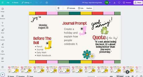 Editable Morning Slides | August & September | Journal Prompts + Quotes ...