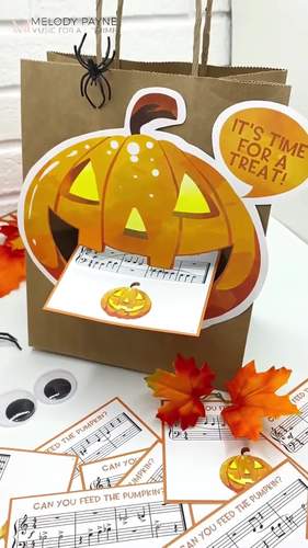 Halloween Music Game: Feed the Pumpkin Sight-Reading in Middle C Position