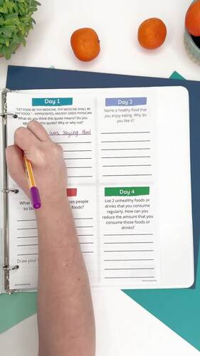 Nutrition Worksheets Bell Ringer Journal Bundle - Health and Nutrition