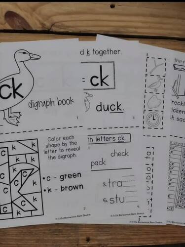Digraphs CK Duck Practice Words with CK by Backwoods Barn Sketch