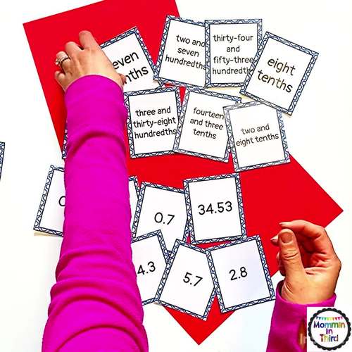 Decimals Memory and Matching Game l Math Station Activity by Mommin in ...