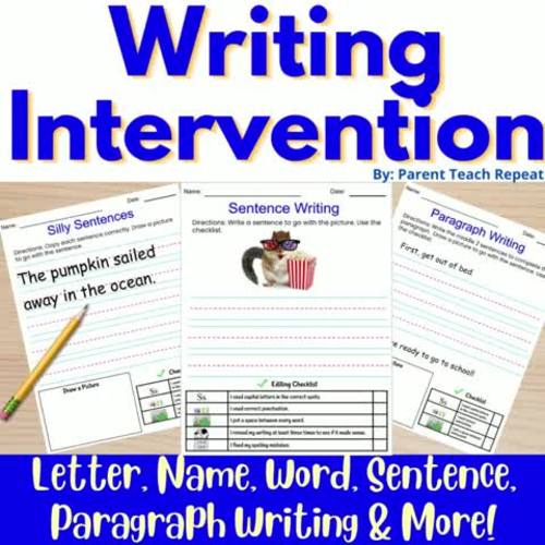Writing Intervention | Letters Sentence Paragraph Activity Practice Editing