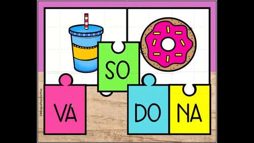 SPANISH 2-Syllable Words - Digital Puzzles by Bilingual Teacher Hive