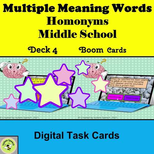 Multiple Meaning Words Homonyms Middle School Deck 4 Boom Cards | TPT
