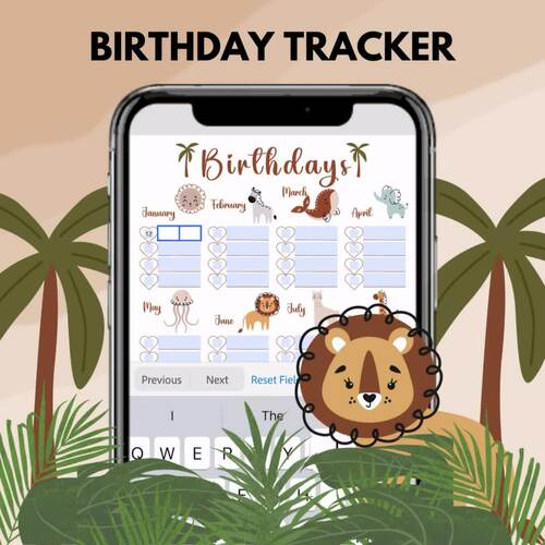 Boho Baby Animals Birthday Tracker | Birthday Tracker Printable ...