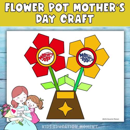Flower Pot Mother's Day Craft | Easy Cut and Paste Activity | TPT