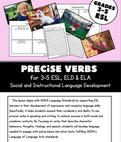Writing with Precise Verbs, Scenario Cards, 3-5 and ESL | TPT
