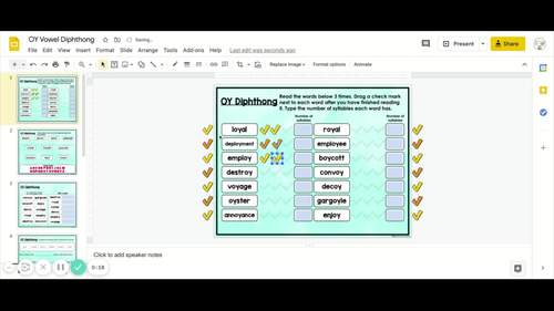 Challenge Phonics Vowel Diphthongs for Google Slides | Distance Learning