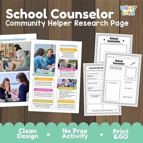 School Counselor Community Helper Research Project | SEL & Guidance ...
