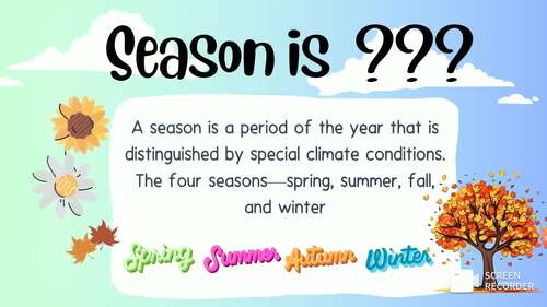 Four Seasons and weather of the year Power Point for 1st,2nd,3rd grade