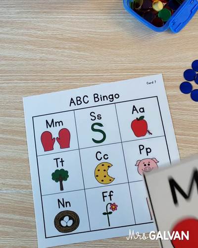 Alphabet Bingo Game Beginning Sounds Letter Names ABC Reading Center