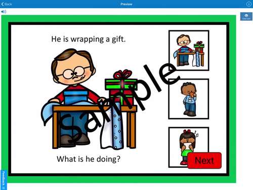 Open Ended Task Cards Christmas Actions BOOM Cards Speech Language Therapy