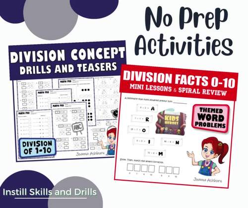 Division Tables 1 to 10 Fluency Practice & Review Worksheets BUNDLE