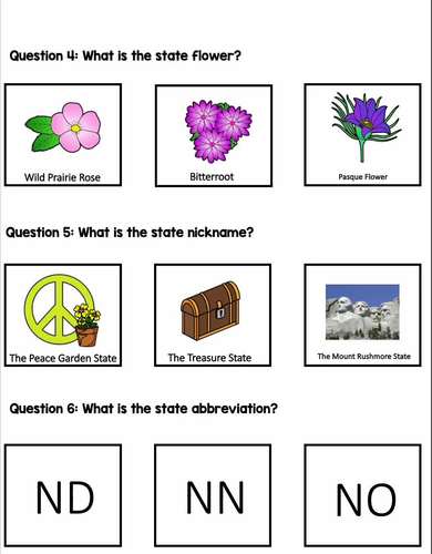 North Dakota Quiz and Pre/Post Assessment 50 States, Special Education