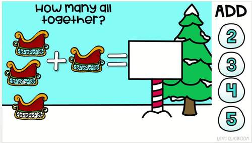 WINTER/CHRISTMAS Theme Math ADDITION-ONLINE Distance Learning Google ...