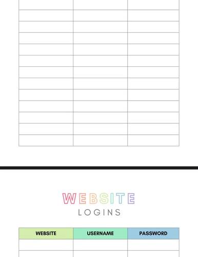 Website Login and Password Tracker by Little Rainbow School House
