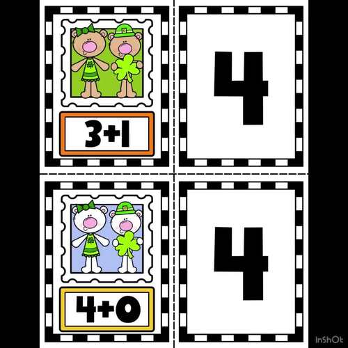 St. Patrick’s Day Kindergarten Math Addition Facts within 5 Task Cards
