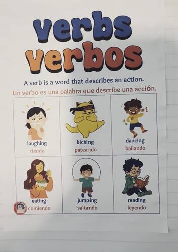 Bilingual Verbs Anchor Chart Gráfico de Verbos Bilingüe | TPT