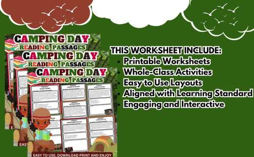 Camping Day Reading Comprehension Passage Activities 2nd,3rd,4th,5th ...