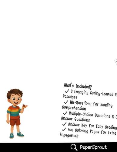 Spring Story Reading Comprehension | WH- Questions | Printable Worksheets