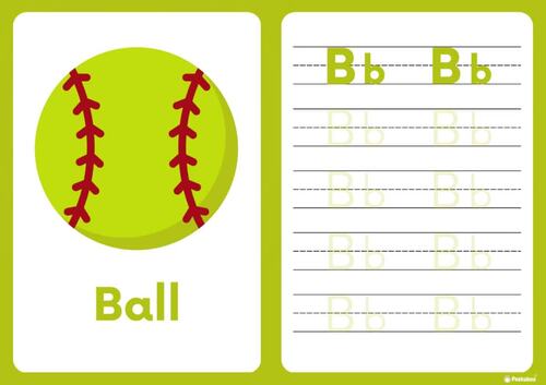 Tracing Letter B for Ball Practice Worksheet - RG by Peekaboo Studio