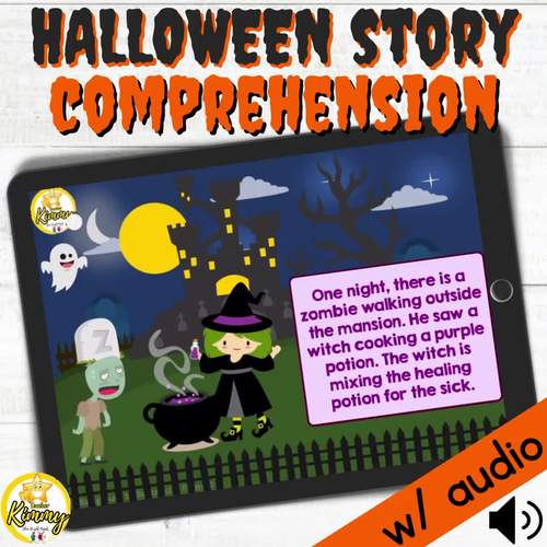 Halloween Story Comprehension Answering WH Questions Boom Cards | TPT