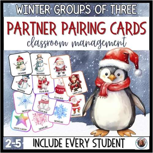 Winter Partner Pairing Cards|Groups of 3 by Object|Class Management ...