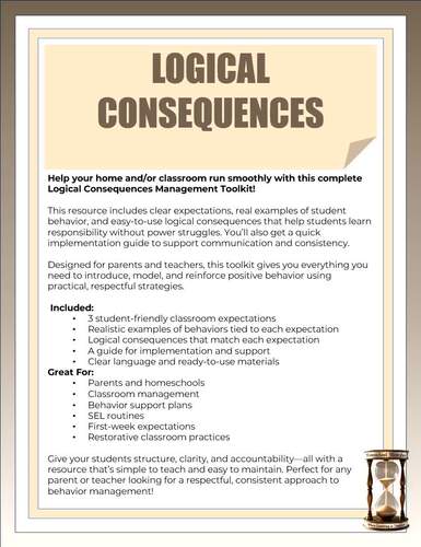 Classroom Expectations & Logical Consequences System | Behavior Management