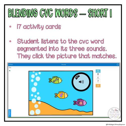 Phonemic Awareness Blending Short i CVC Words Boom Cards™ | TPT