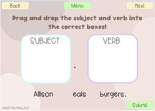 Subject-Verb Agreement & Third Person Singular | Speech Therapy Boom Cards