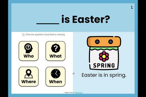 Asking WH QUESTIONS Digital Speech Therapy EASTER by speechlali | TPT