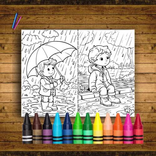 Rainy Day Fun Kids Coloring Book – 20 Printable Pages – Cute Children’s ...
