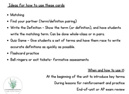 APES Chapter 4 Vocabulary Word Sort- Friedland and Relyea Textbook 3rd ...