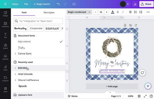 Watercolor Christmas Wreath and Blue Plaid Printable Christmas Gift Tag ...