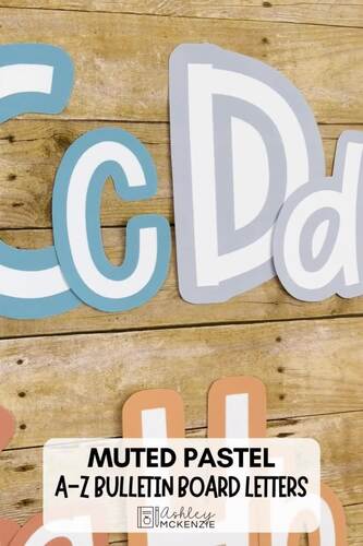 Muted Pastel Bulletin Board Letters, A-Z, Punctuation, & Numbers