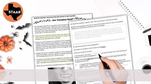 STAAR Halloween Non-Fiction Reading Comprehension Passage Print & Digital