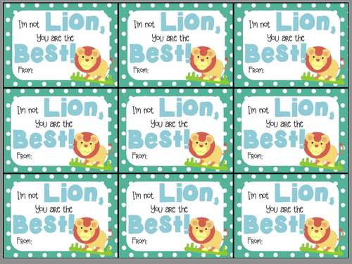 Cute Encouragement Note/ Gift Tag- I'm not Lion (lyin'), you are the BEST!