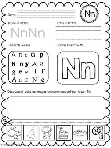 French Alphabet Letter N | Alphabet Lettre N by Caroline Joannette