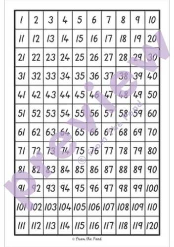 100 Chart Wall Poster + 120 and 150 options by From the Pond | TPT