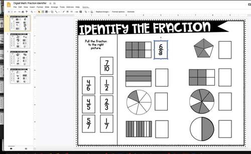 Digital Math//Fraction Identification//Google Slides//DISTANCE LEARNING