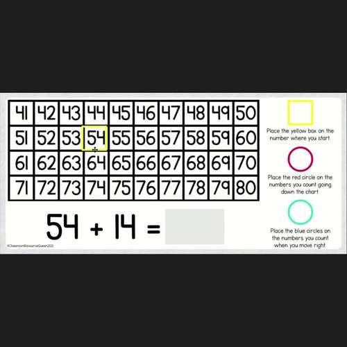 Using a Hundred Chart to Add Tens and Ones Activity for SEESAW | TPT