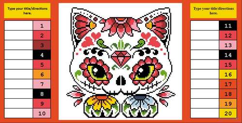 Mystery Digital EDITABLE LOW PREP - Sugar Skull Cat PIXEL ART Reveal ...