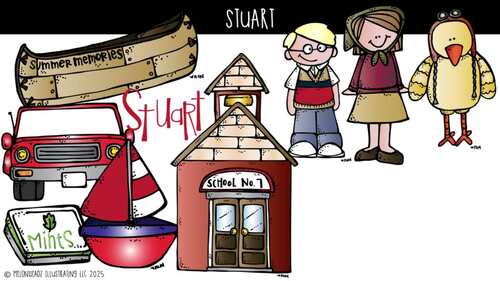 Stuart clip art, mouse, literature, book companion COLORED Version