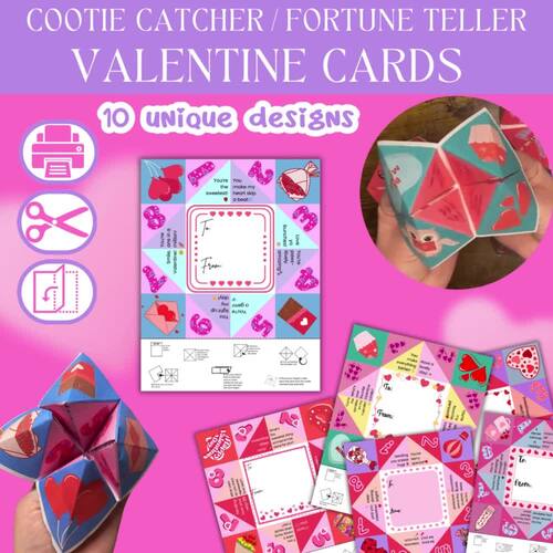 Valentine Cootie Catcher - Printable Fortune Teller, Party Games for Kids