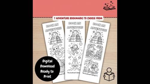 Book Week Printable Coloring Bookmarks | 7 Book An Adventure Designs