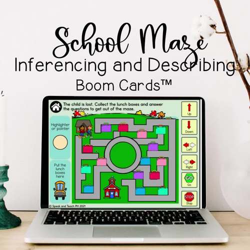 School Maze Inferencing and Describing No Prep Speech Therapy Boom Cards™