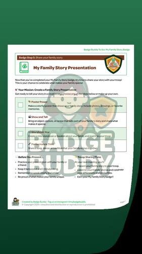 Brownie My Family Story Badge Buddy | Take Home Activity (Printable)