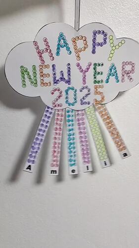 New Years 2026 Activities Q Tip Painting Rainbow Name Hanging Craft ...