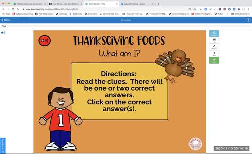 BOOM Cards: Thanksgiving Foods Vocabulary by Badger State Speechy